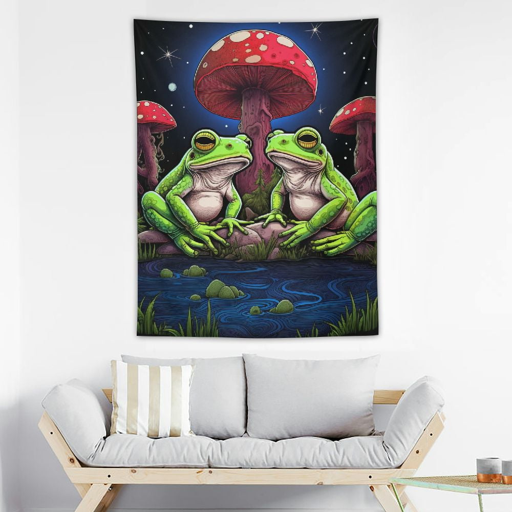 ONETECH Cottagecore Frog Moon Phase Vertical Tapestry, Funny Nature ...