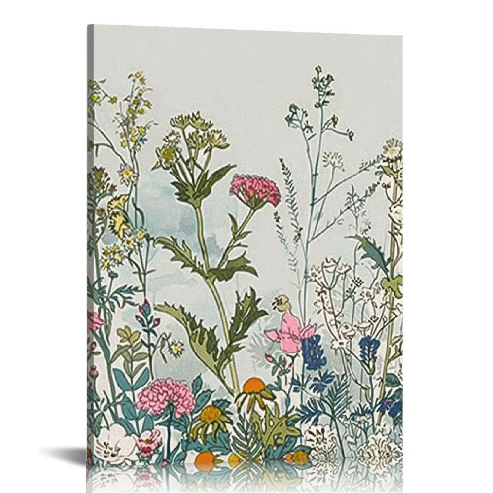 ONETECH Cottagecore Wildflowers Floral Vintage Herbs Canvas Wall Art ...