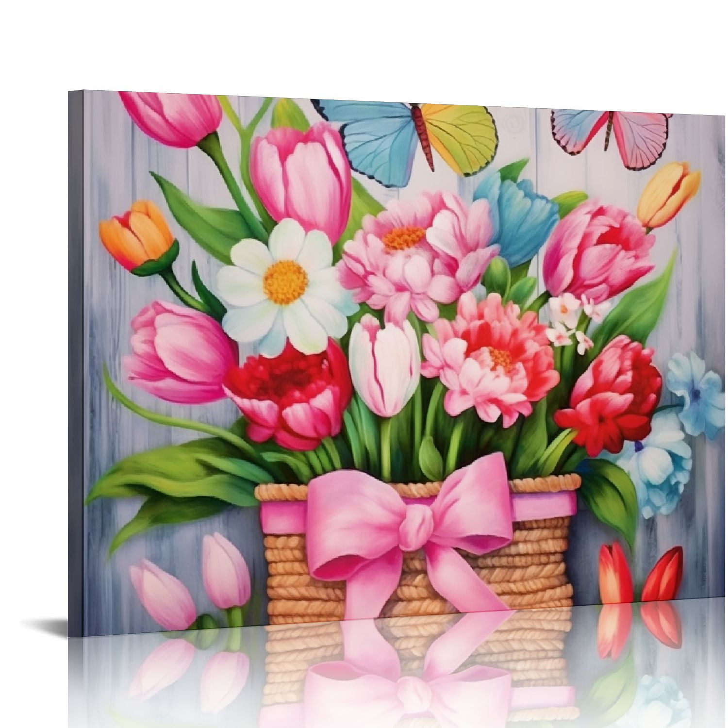 ONETECH Country Farmhouse Spring Tulips Canvas Print Wall Art Decor ...