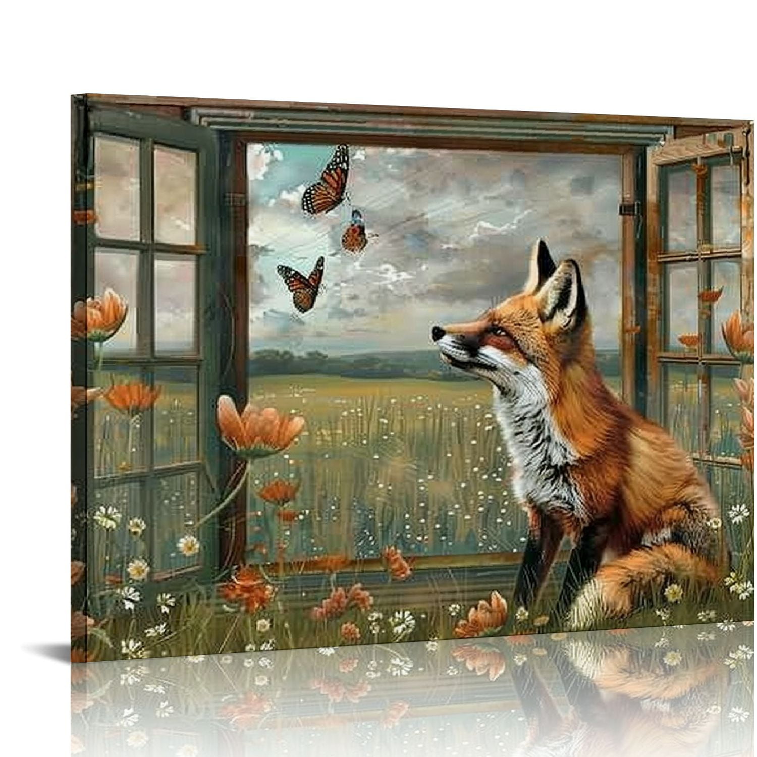 ONETECH Country Fox Wall Decor Rustic Natural Landscape Pictures Wall ...