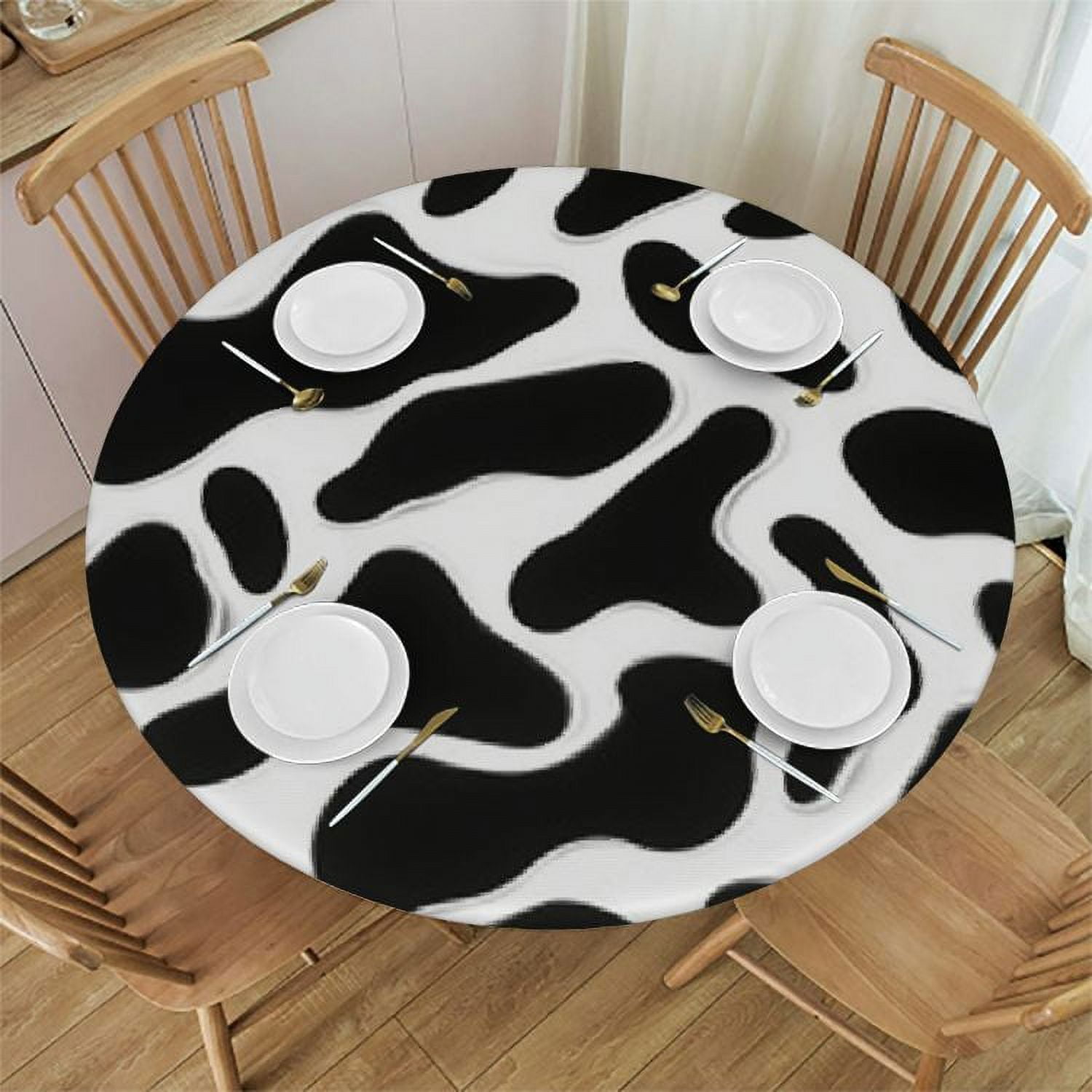 ONETECH Cow Print Round Tablecloth for Indoor and Outdoor, Waterproof ...