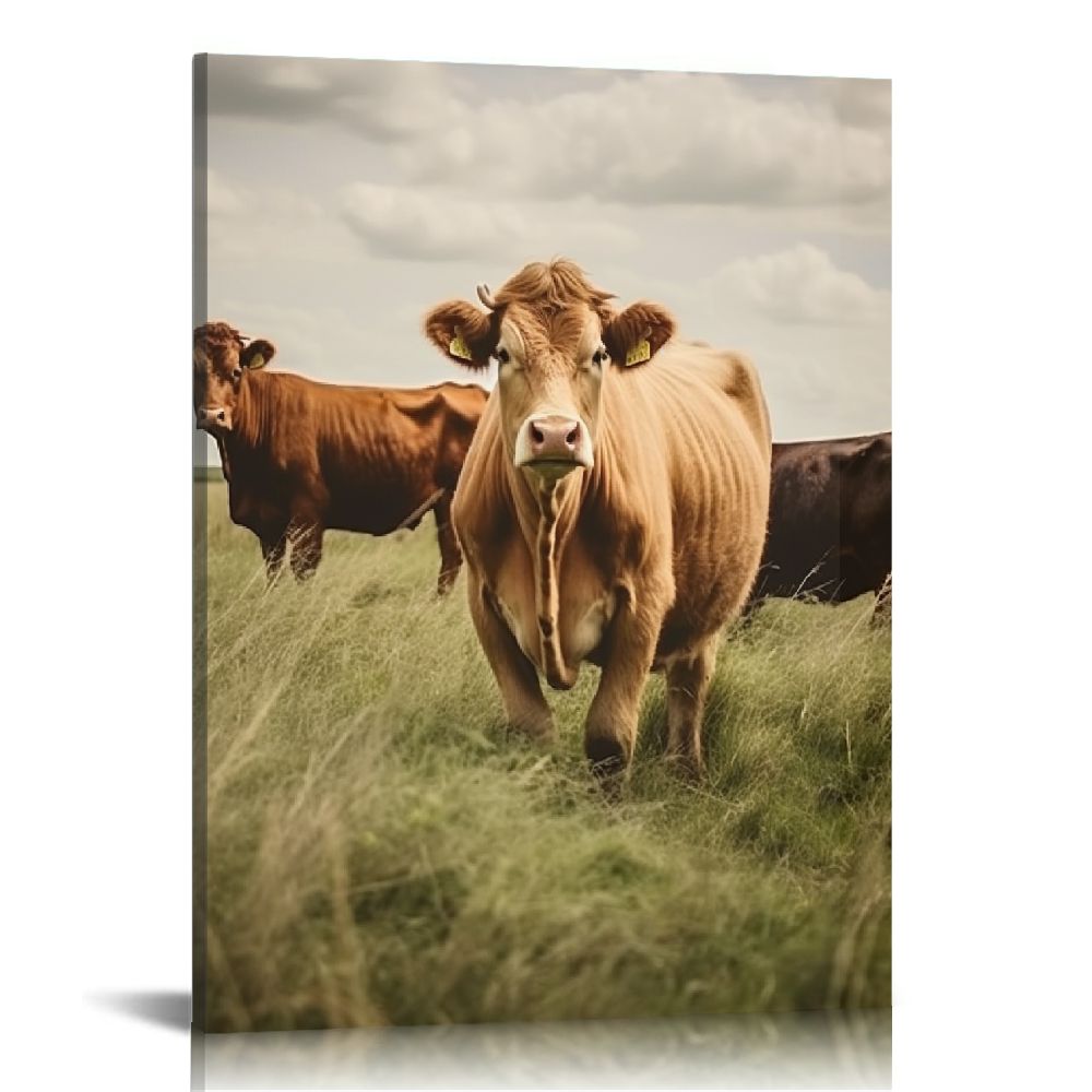 ONETECH Cow Wall Art Cow Horse Decor Gifts Farmhouse Wall Decor Rustic ...