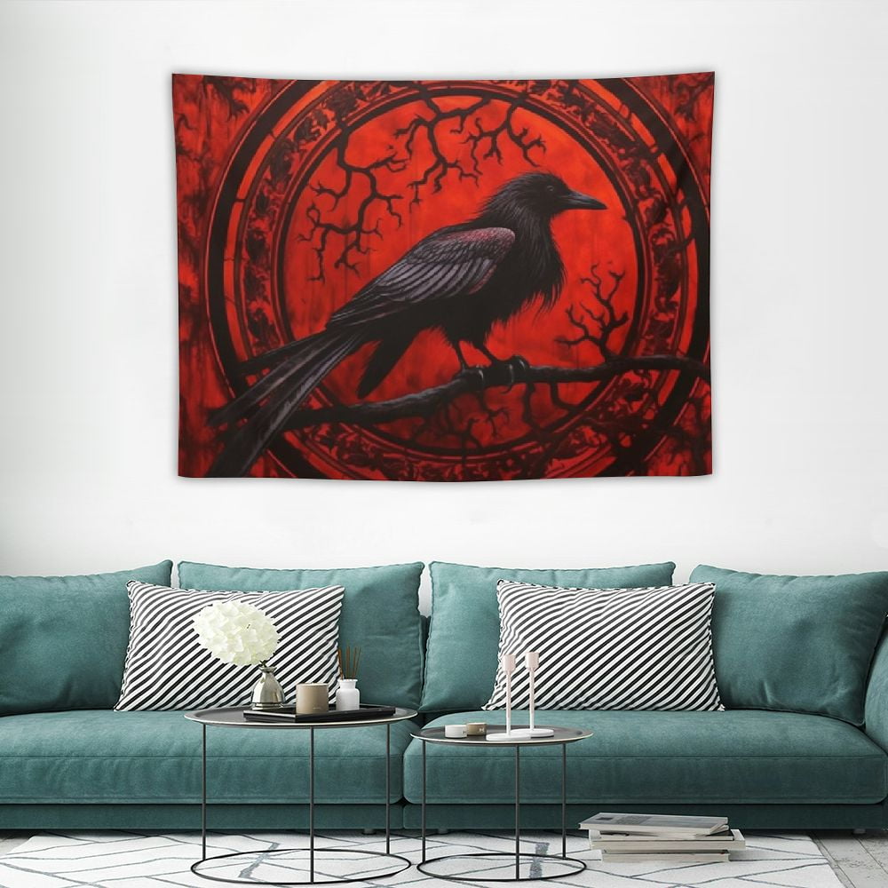 ONETECH Crow Tapestry Wall Hanging Raven Viking Pirate Rune Tapestry ...