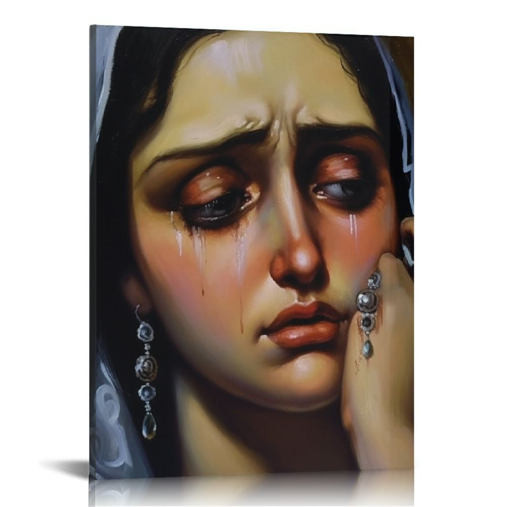 ONETECH Crying of Virgin Mary in Tears Oil Painting Canvas Print Wall ...