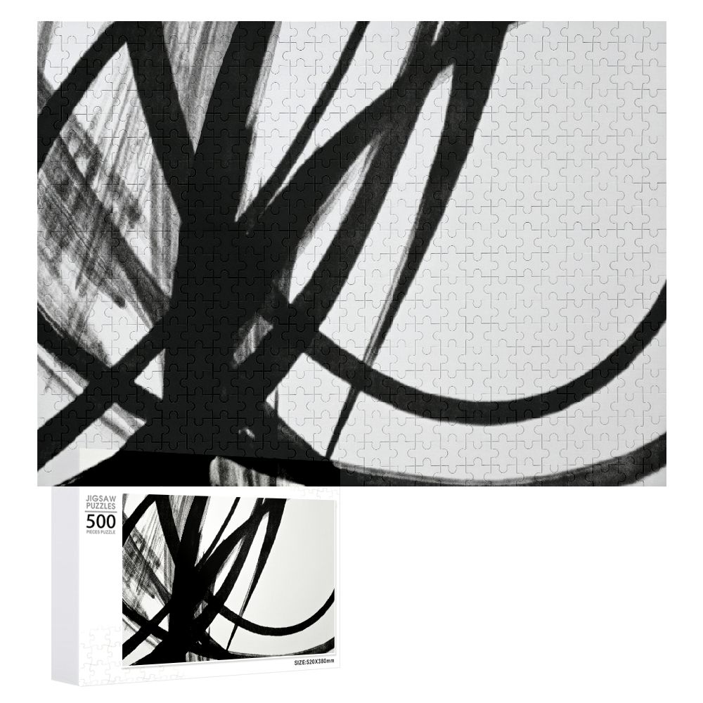 ONETECH Curved Lines Abstract Brush Strokes Black and White Style ...