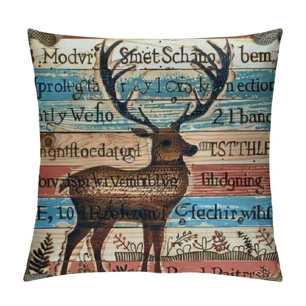 FUMJ Cute Bear Throw Pillow Covers, Deer Pattern Cushion Case for Home ...