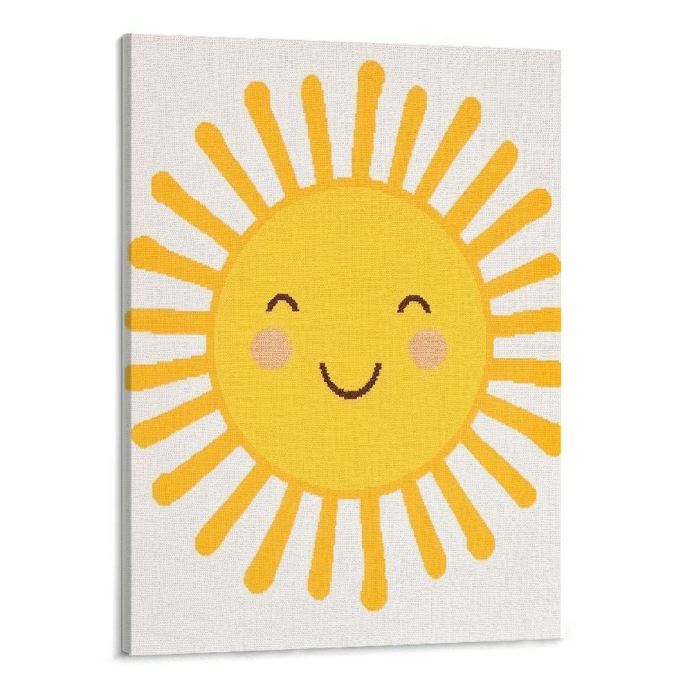 ONETECH Cute Cartoon Smiling Sun Cheerful Nursery Wall Art Canvas ...
