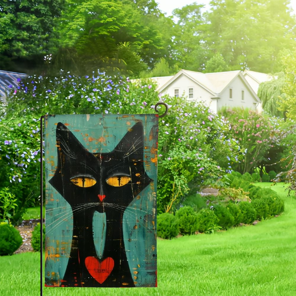 ONETECH Cute Cat Farmhouse Holiday Burlap Yard Flag for Home Outdoor ...