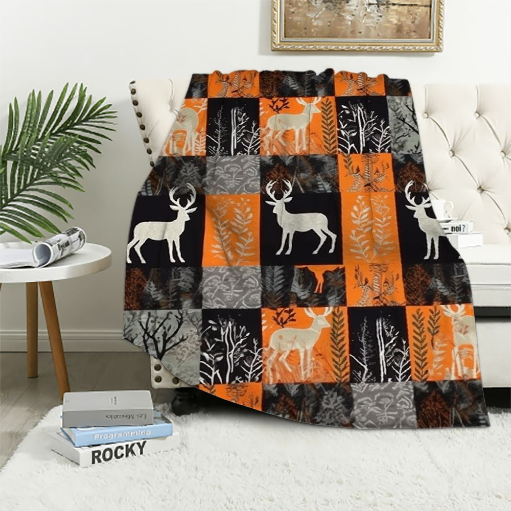 ONETECH Cute Deer Flannel Throw Blanket,Camo Deer Hunting Fuzzy Blanket ...