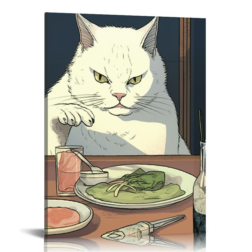 ONETECH Cute Funny Japanese Cat Wall Art Vintage Japanese Geisha ...