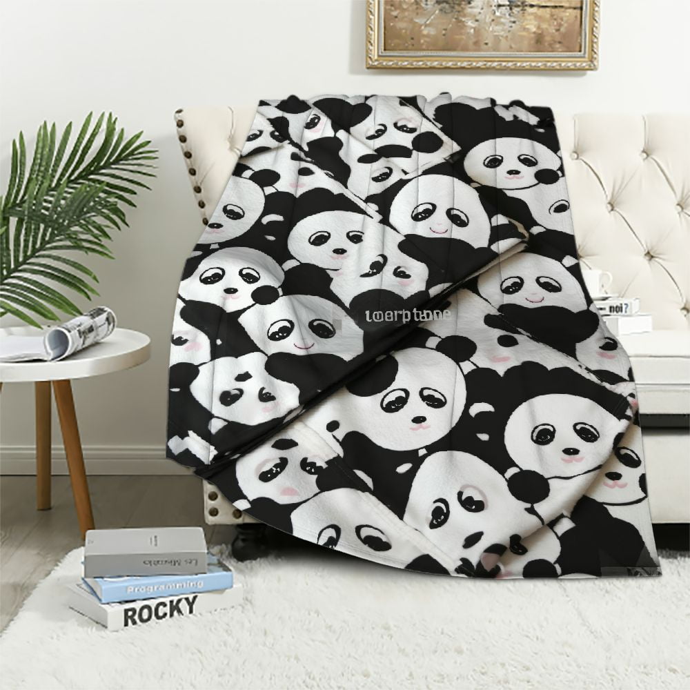 ONETECH Cute Panda Throw Blanket Warm Ultra-Soft Micro Blanket for Bed ...