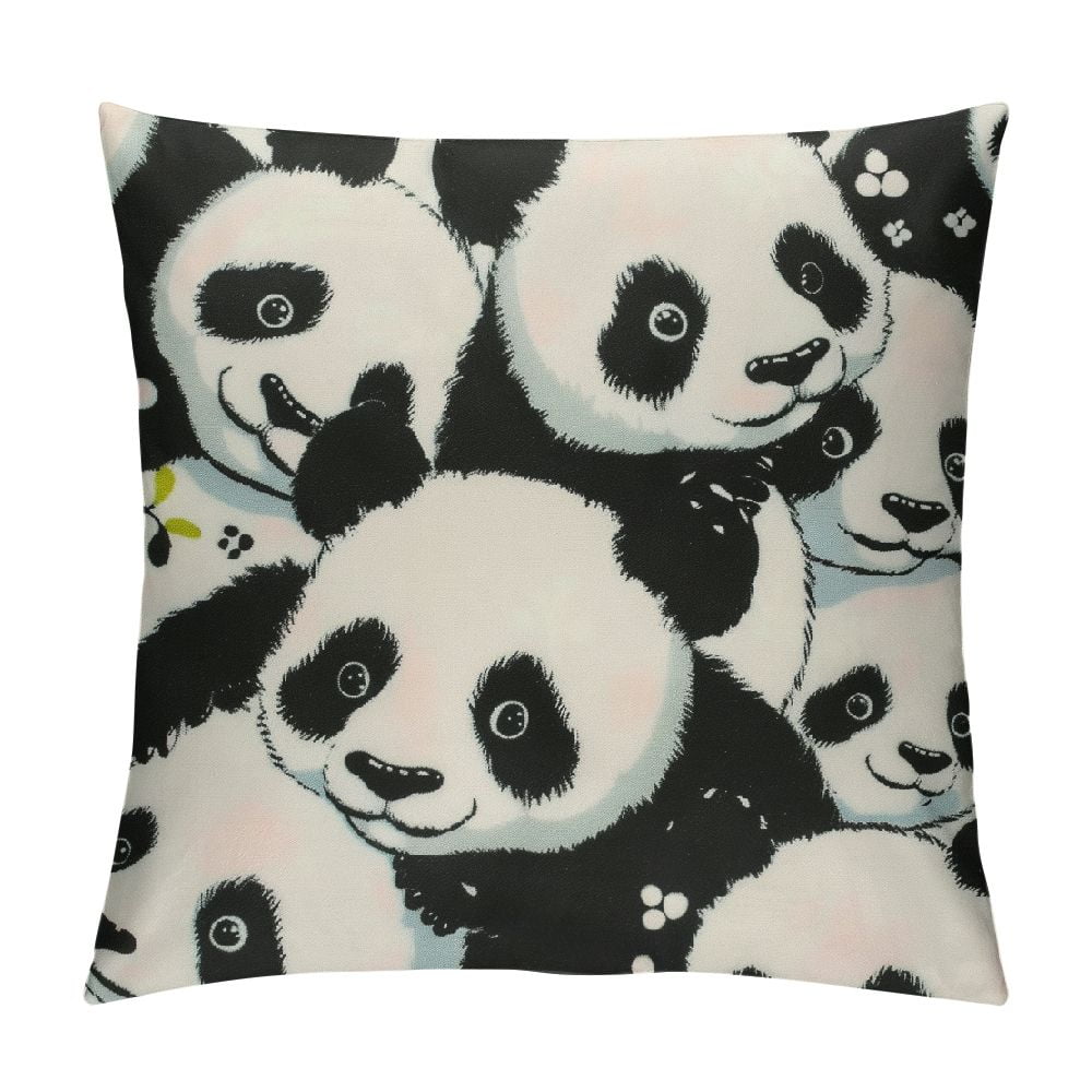 ONETECH Cute Pandas Square Pillow Covers Soft Throw Pillows Case Cushion Cover for Sofa Decor ...