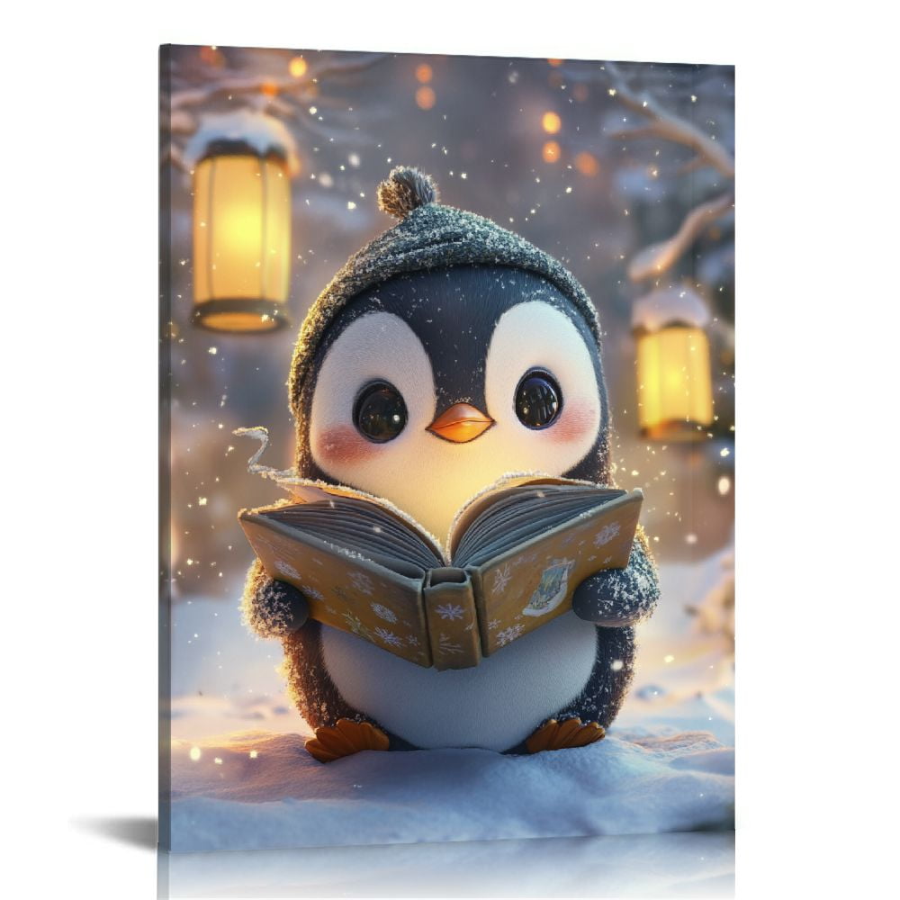 ONETECH Cute Penguin Wearing Winter Wall Decor for Bedroom Kitchen ...