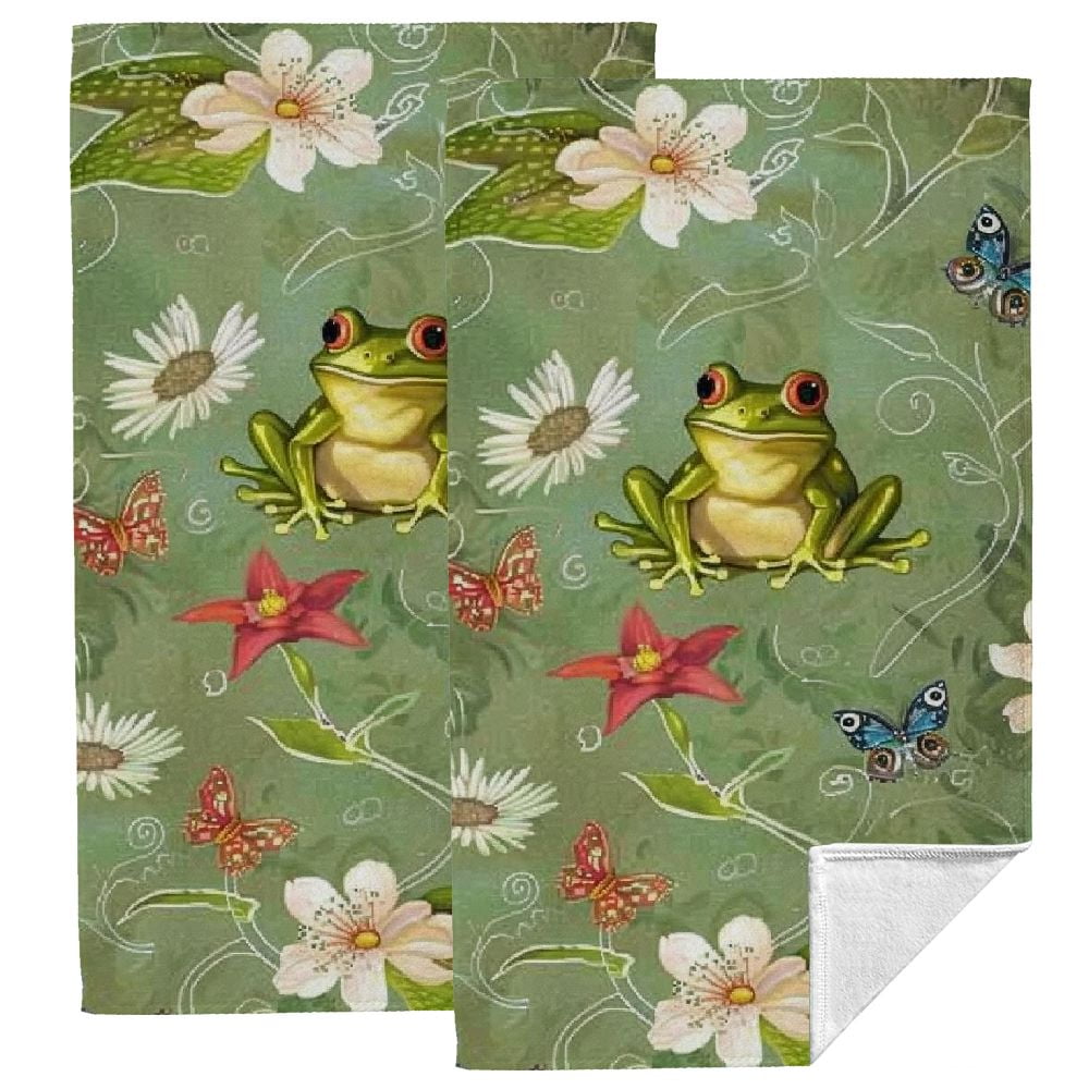 ONETECH Cute Pond Frog Set of 2 Hand Towels, Bath Towel Hand Towel ...