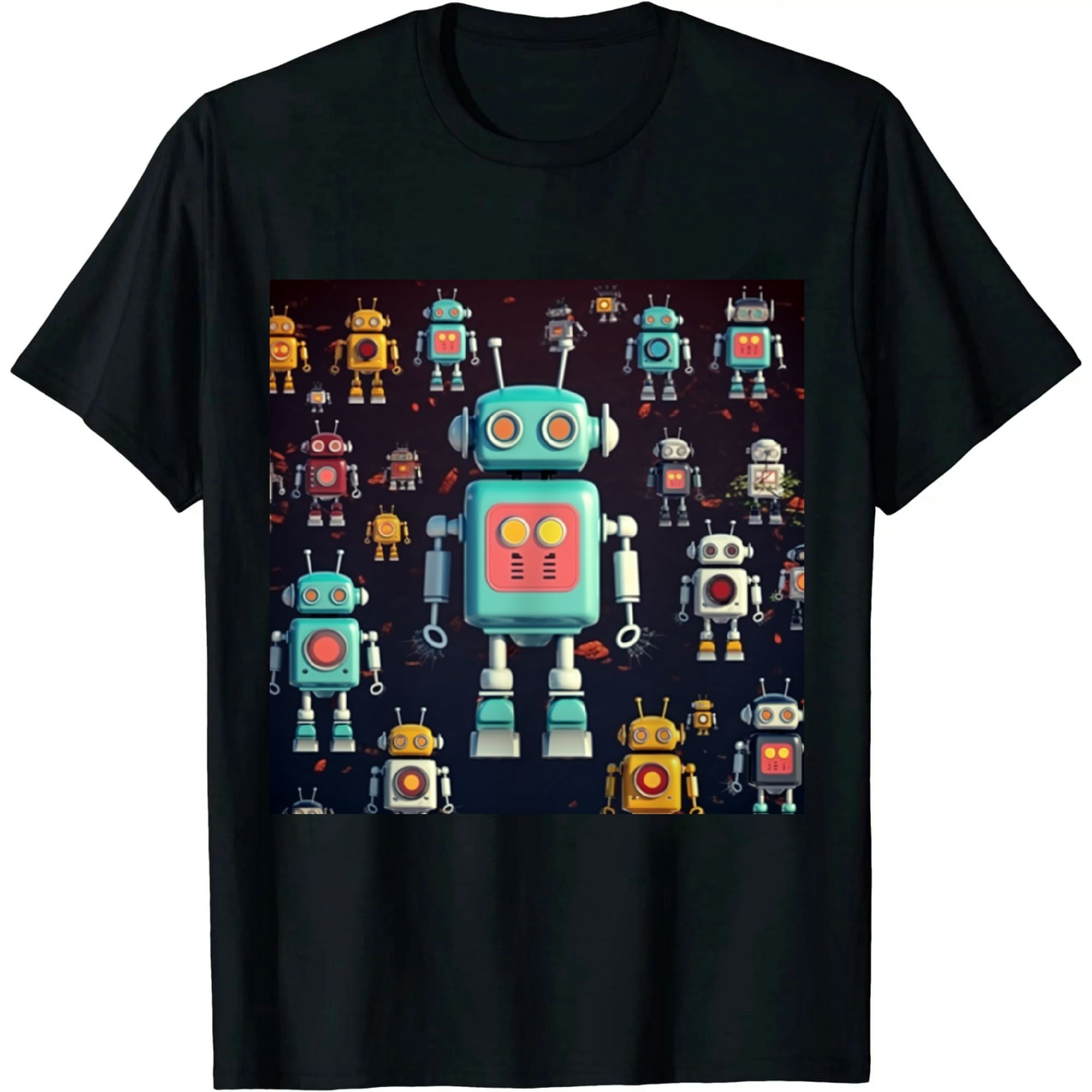 ONETECH Cute Retro Colorful Robot Collection T-shirt - Walmart.com