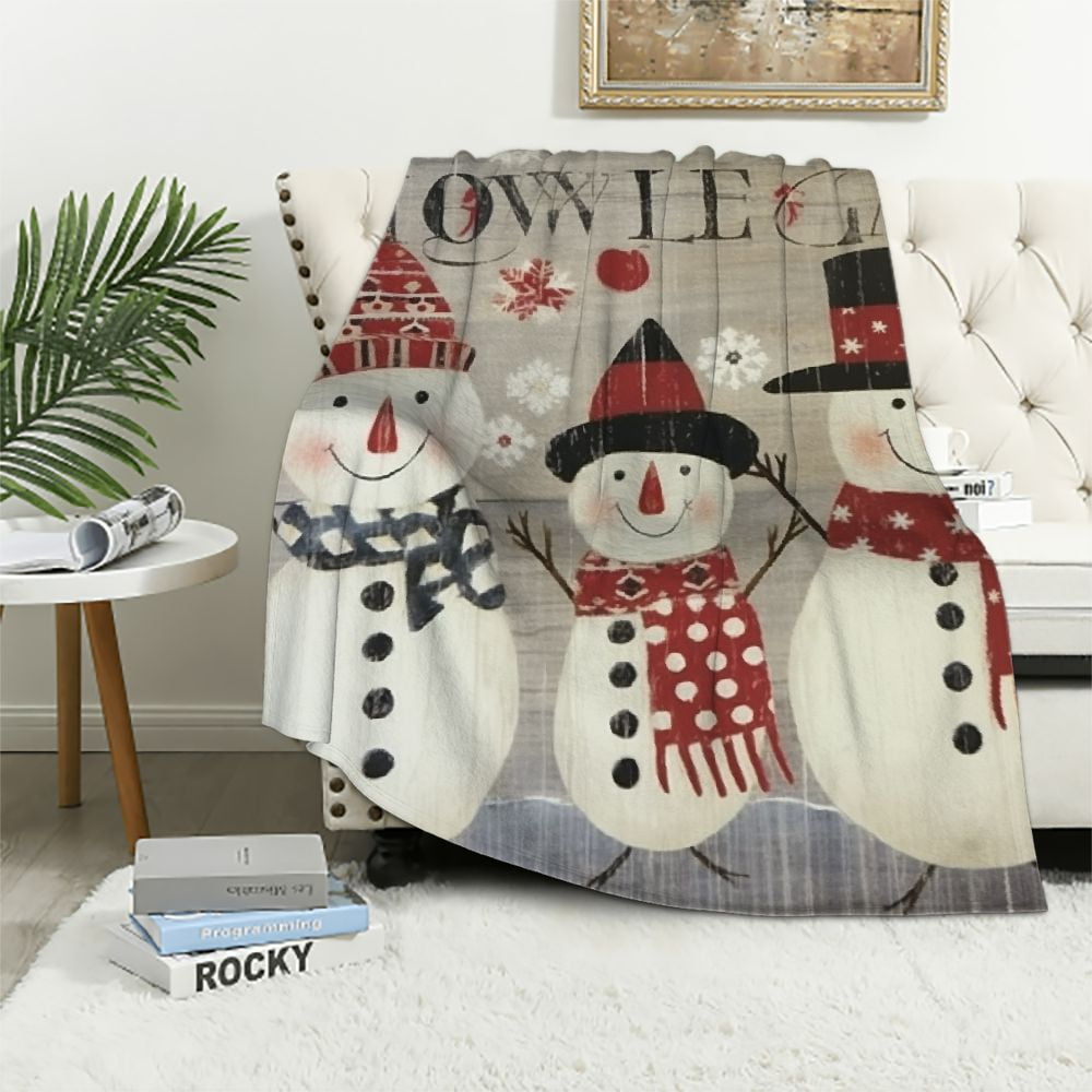 ONETECH Cute Snowman Blanket Soft Warm Winter Snowman Plush Throw ...