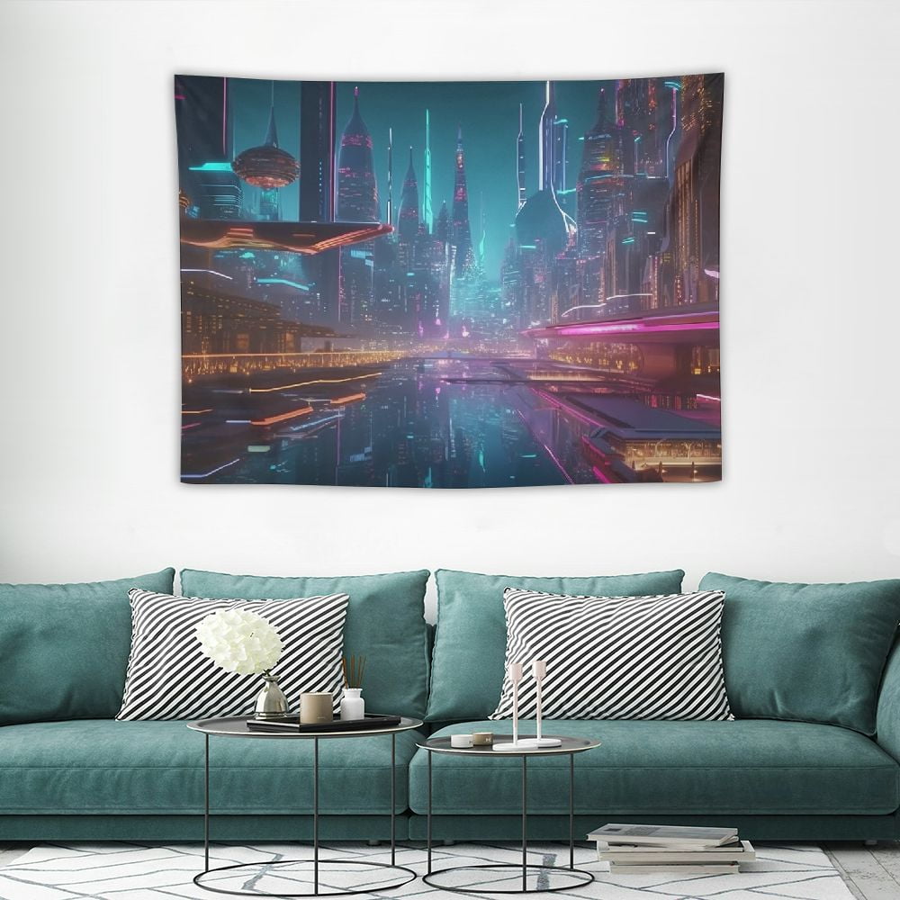 ONETECH Cyberpunk City Tapestry Future City Tapestry Aesthetic ...