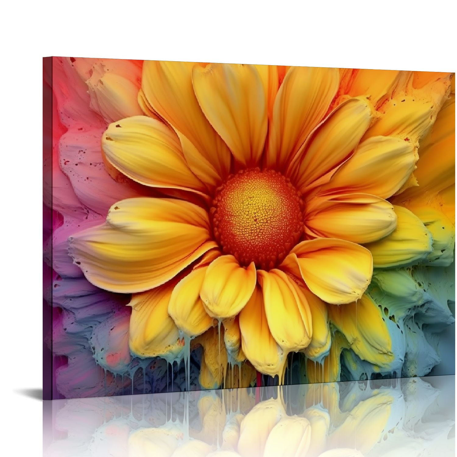 ONETECH Daisy Flower Wall Art for Bedroom, Colorful Flower Wall Art for ...