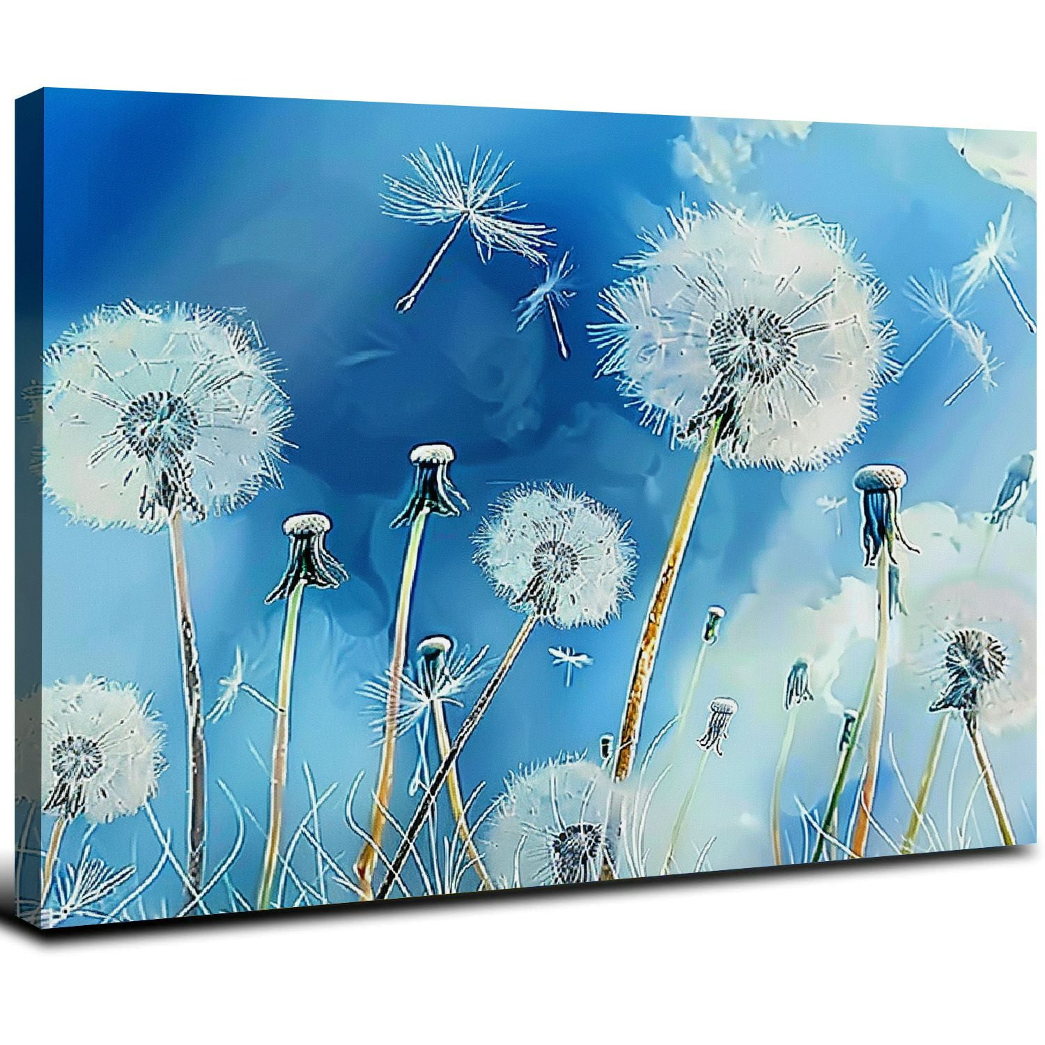 ONETECH Dandelion Canvas Wall Art Flower Wall Decor Vintage Floral Print Painting Modern Living ...