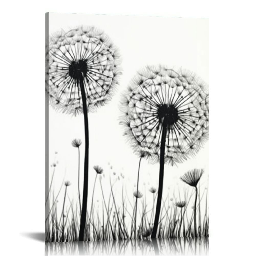 ONETECH Dandelion Wall Decor, Black and White Flower Canvas Wall Art ...