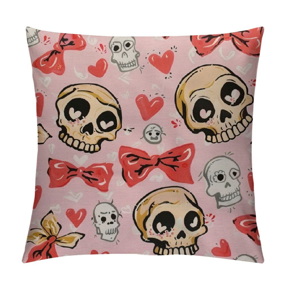 ONETECH Decorative Square Throw Pillow Covers Cute Skull Skulls Couch ...