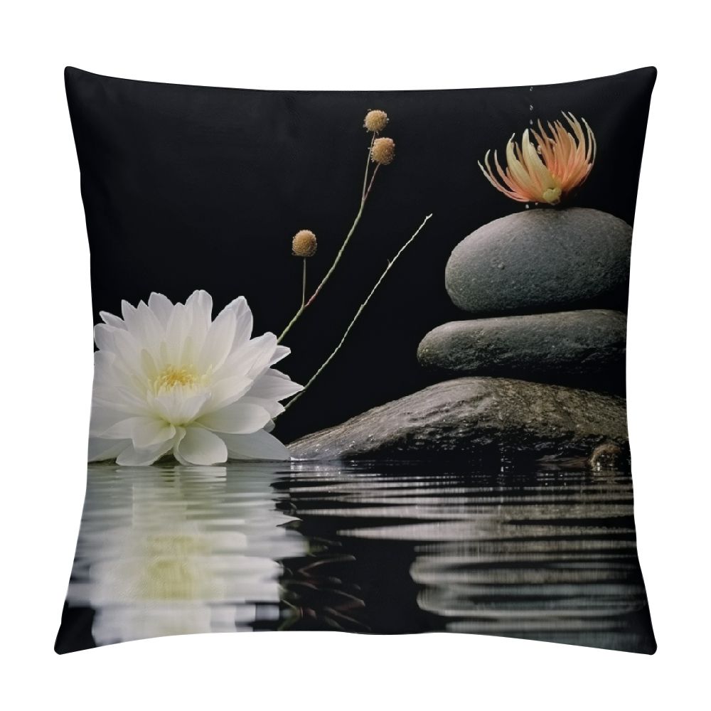 ONETECH Decorative Throw Pillow Cover Asian Zen Stone, Pillow Covers ...