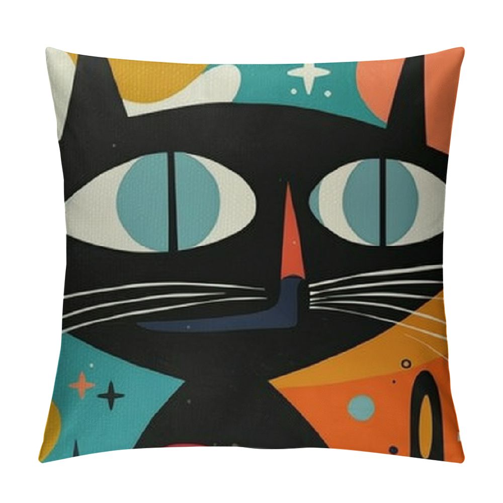FUMJ Decorative Throw Pillow Covers for Couch, Retro Funny Cat Set ...