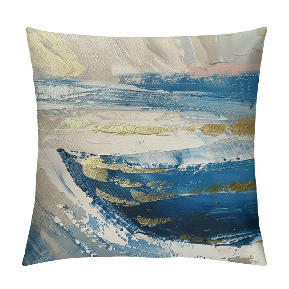 FUMJ Decorative Throw Pillow Covers, Modern Dark Blue Abstract Oil ...