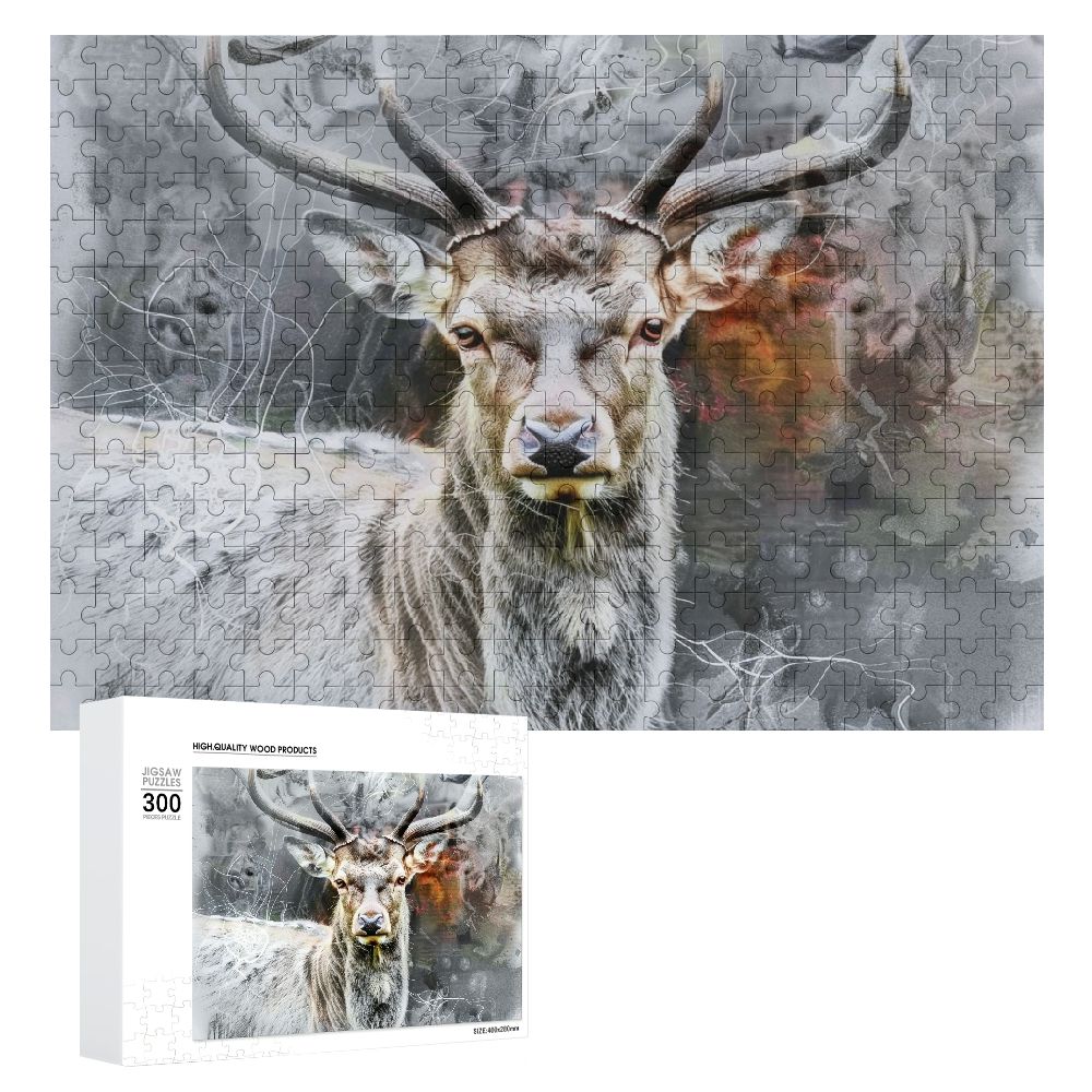 ONETECH Deer Antlers Wall Wooden Jigsaw Puzzle Challenging Difficult ...