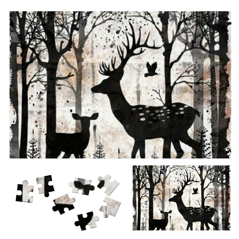 ONETECH Deer, Birds, Storybook Illustration Wooden Jigsaw Puzzle ...