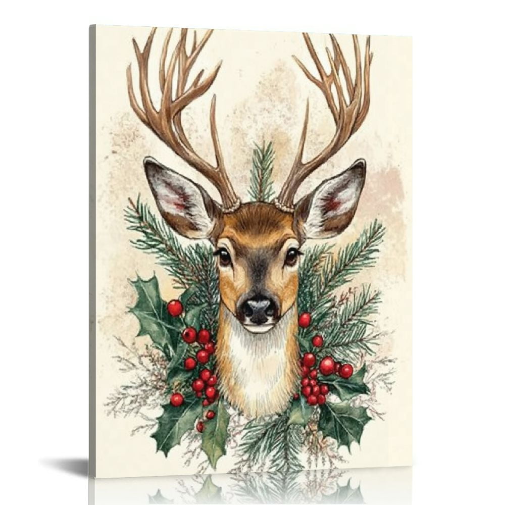 ONETECH Deer Canvas Prints Wall Art for Christmas Reindeer Pictures ...