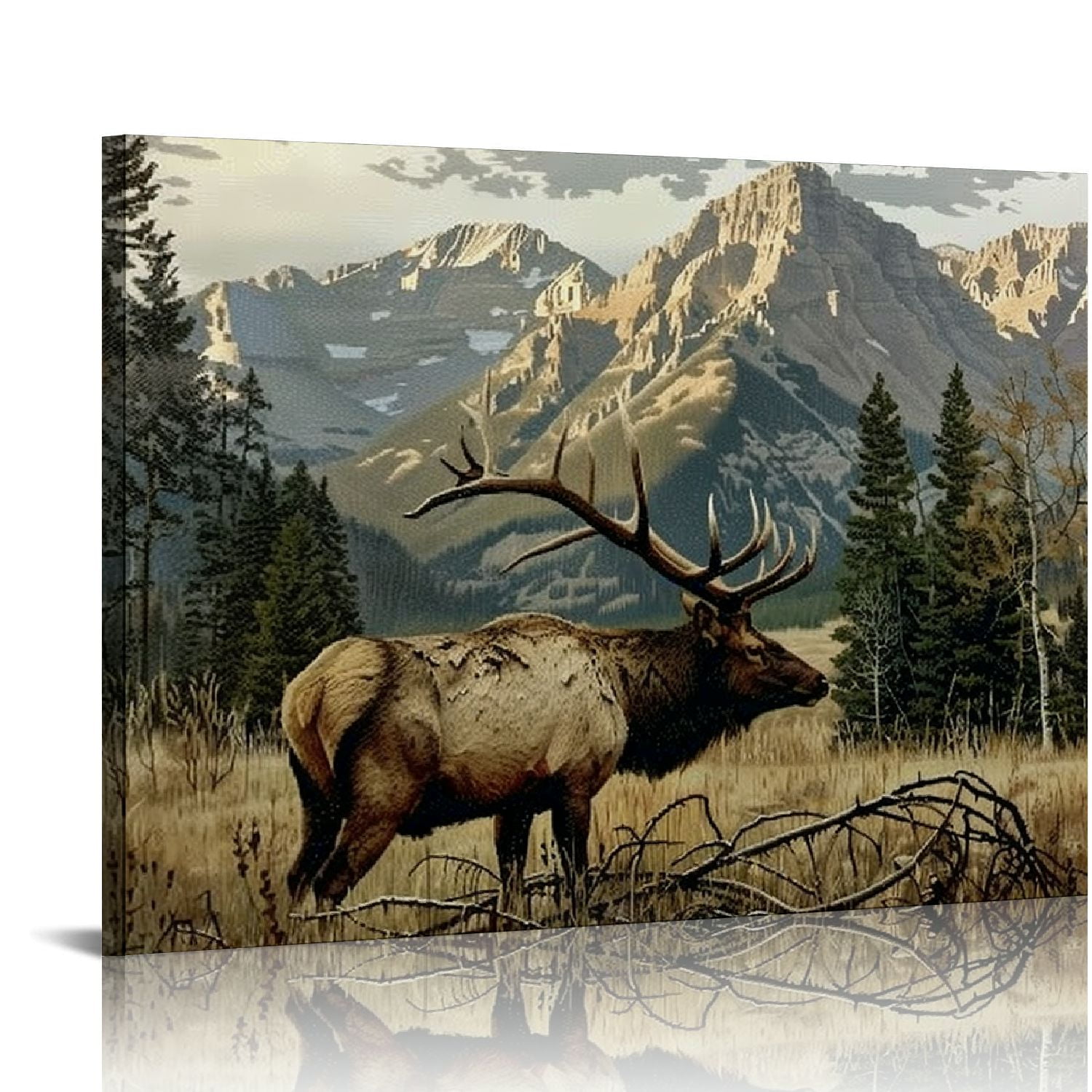 ONETECH Deer Elk Wall Art Wildlife Animal Autumn Forest Landscape ...