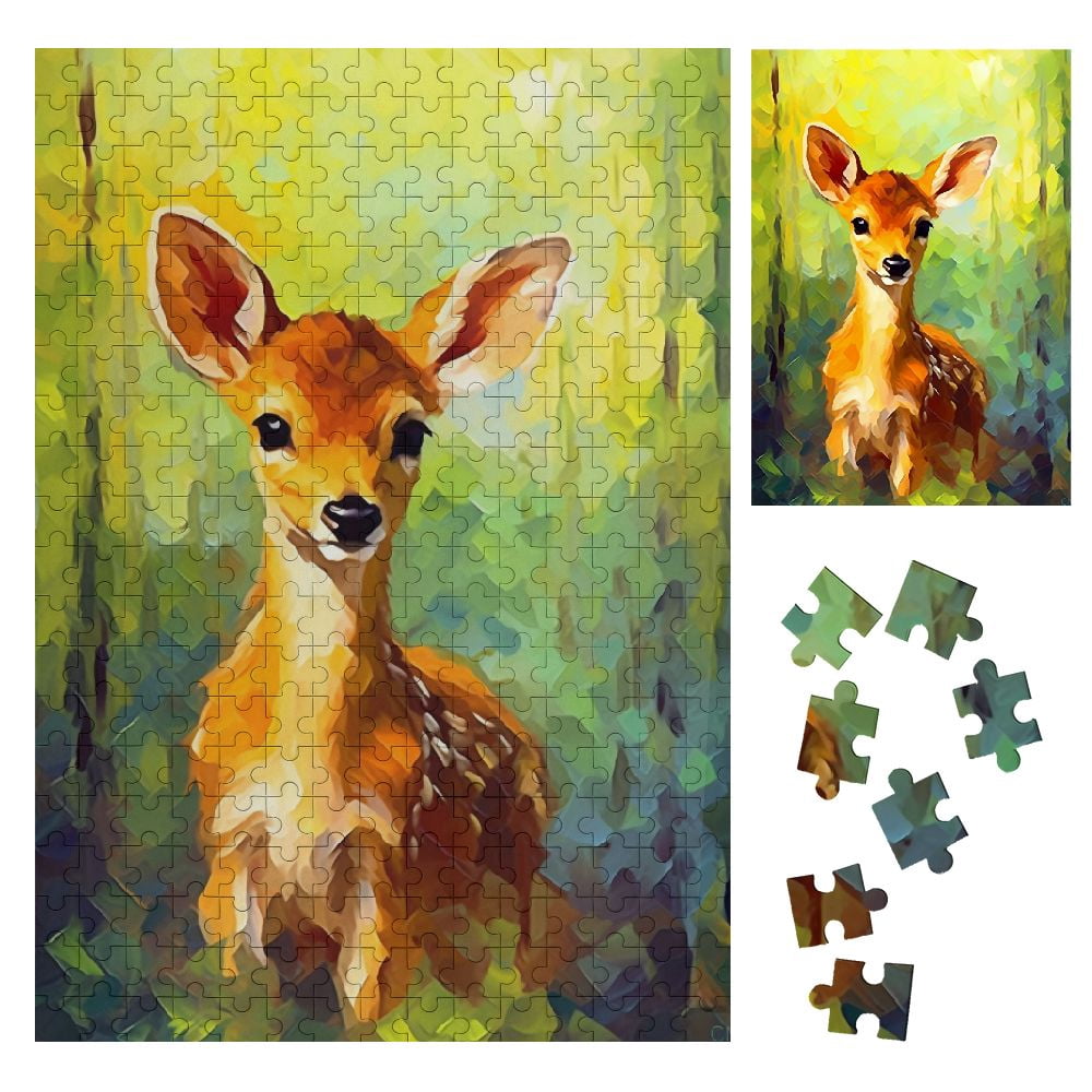 ONETECH Deer Hanging Pictures Wooden Jigsaw Puzzle Vertical Style for ...