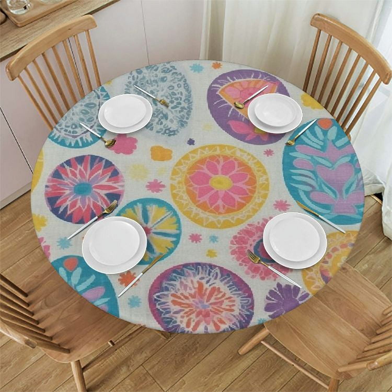 ONETECH Deluxe Elastic Edged Flannel Backed Fitted Table Cover - Easter ...