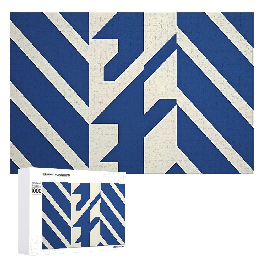 ONETECH Diagonal Design Blue Stripe Wooden Jigsaw Puzzle for Adults ...