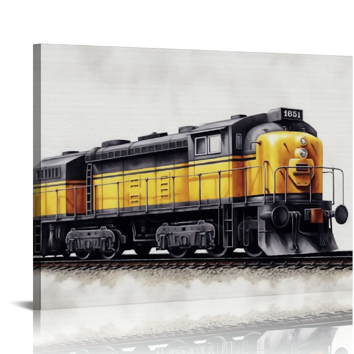ONETECH Diesel Locomotive Canvas Wall Art Watercolor Transportation ...