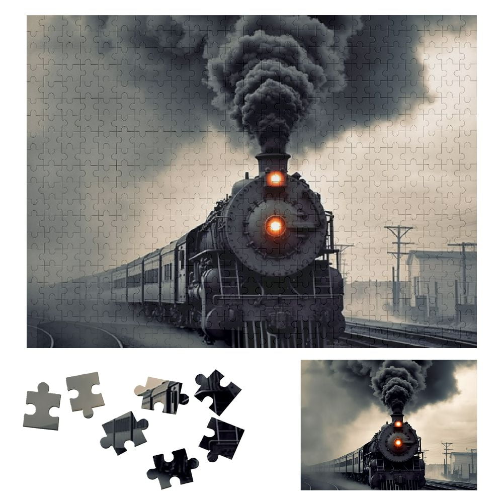 FUMJ Dieselpunk Train Wooden Jigsaw Puzzle for Adults and Kids, Gift ...