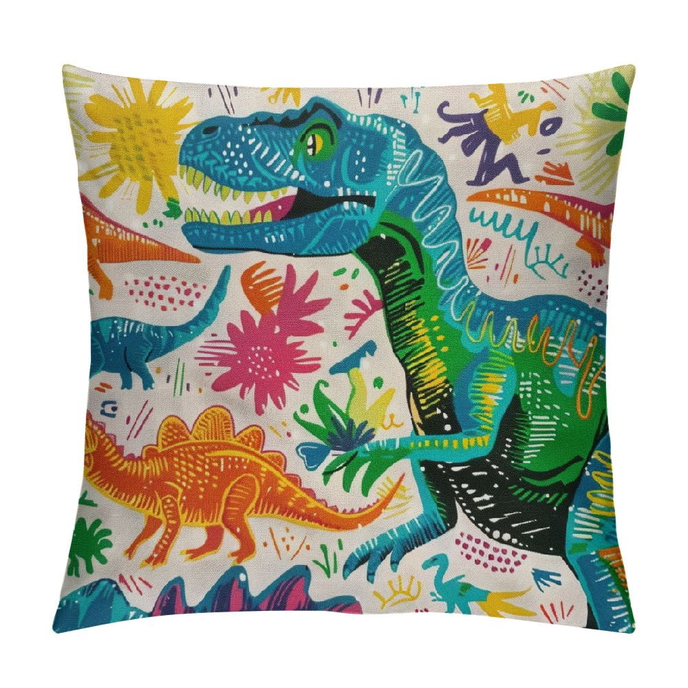 ONETECH Dinosaur Decorative Throw Pillow Cover Case, Dino Colorful Kid ...