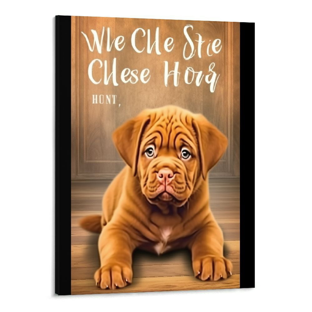 ONETECH Dog Canvas Wall Art, Funny Bathroom Wall Art, Stupid Dog ...
