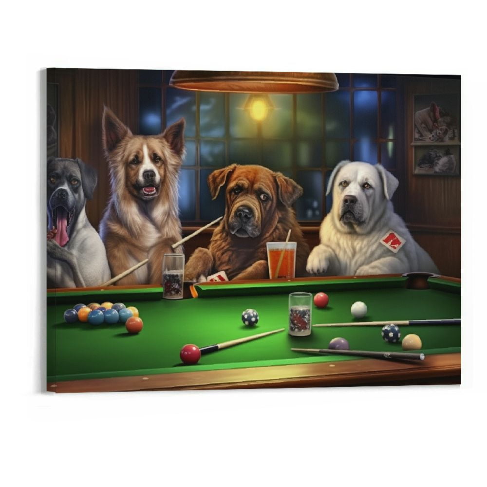 ONETECH - Dogs Playing Pool - Cassius Marcellus Coolidge Oil Painting ...
