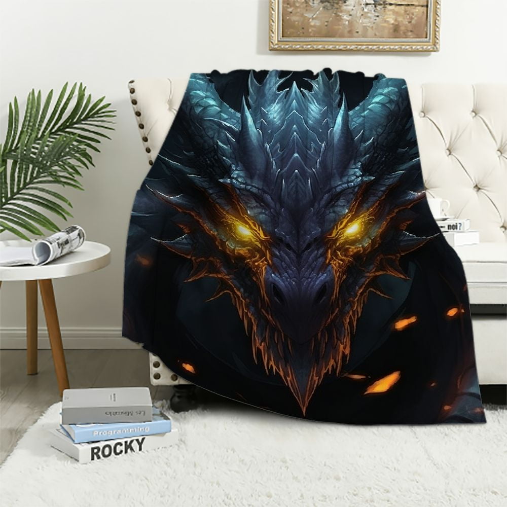 ONETECH Dragon Gifts Blanket, Cool Black Gold Dragon Blanket, Dragon ...