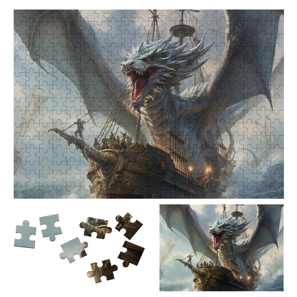 ONETECH Dragon Ship Fantasy Art Wooden Jigsaw Puzzle Challenging ...