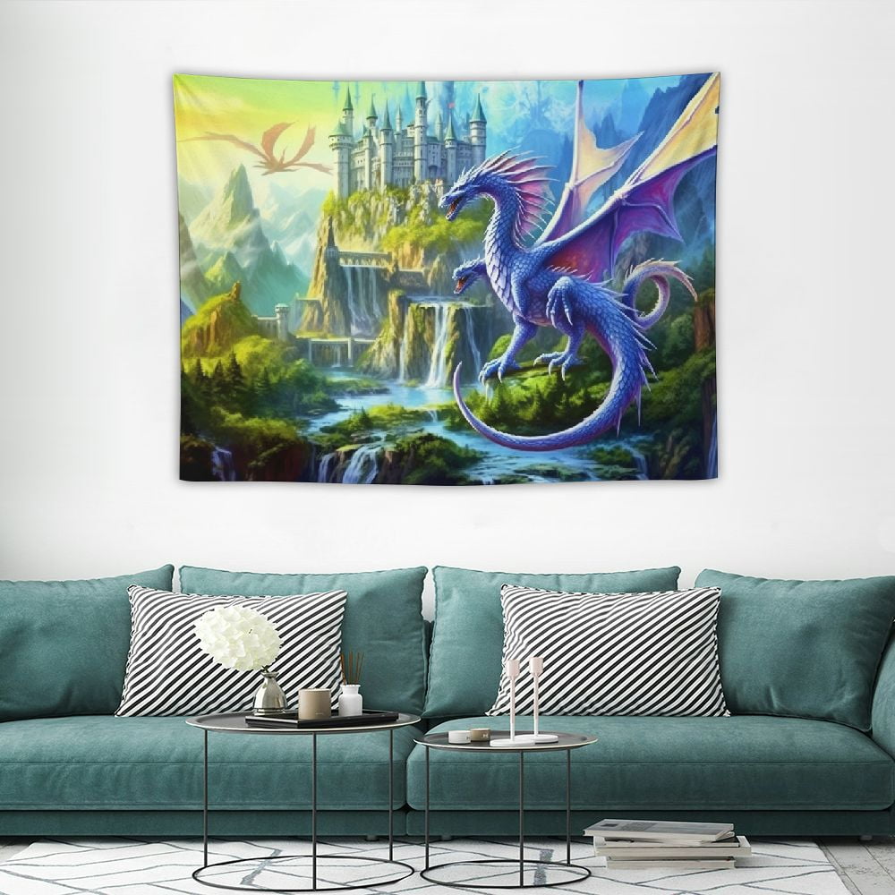 ONETECH Dragon Tapestry Fantasy Fairytale Castle Forest Wall Tapestries ...