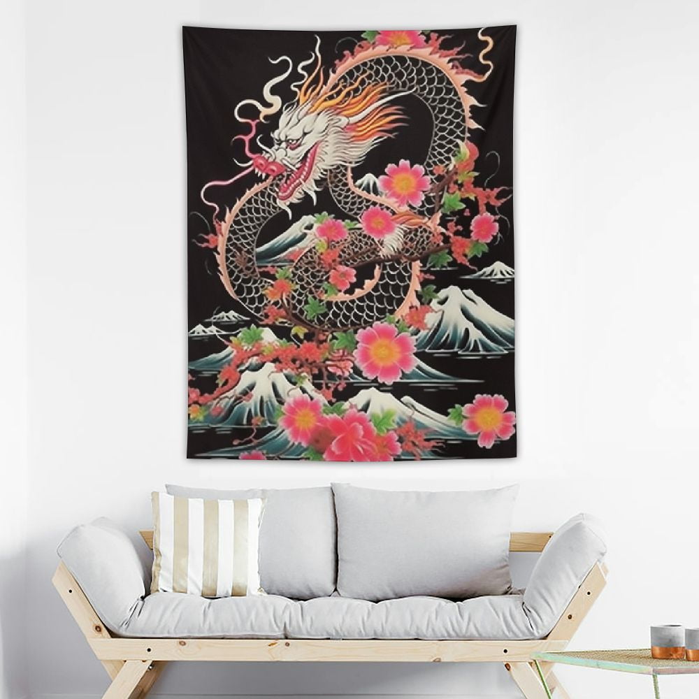 ONETECH Dragon Tapestry Japanese Mount Fuji Sun Tapestry Asian ...