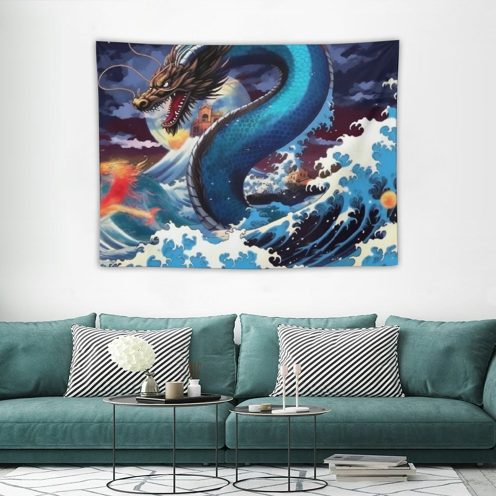 ONETECH Dragon tapestry Japanese anime dragon tapestry Great wave ...