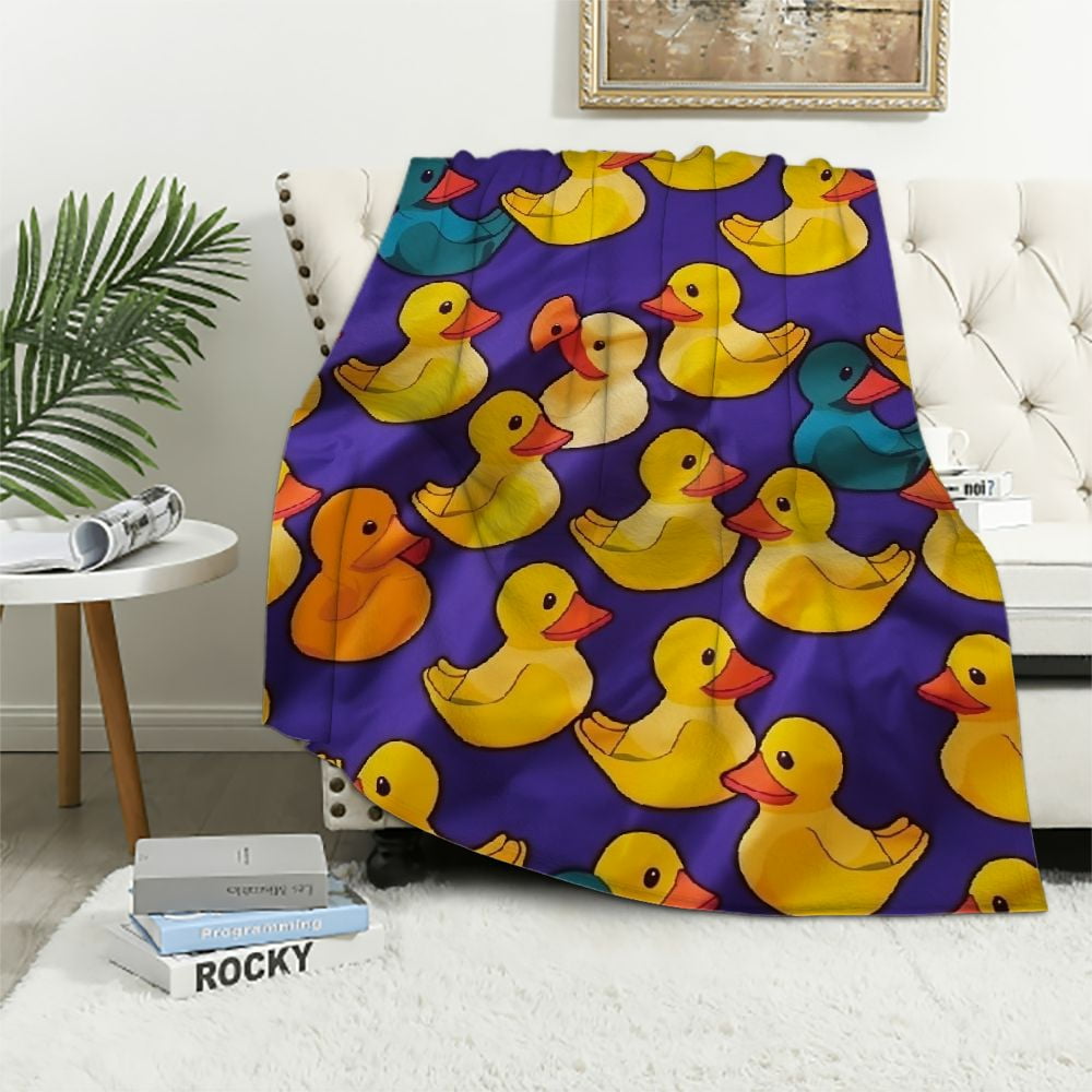 ONETECH Duck Cartoon Throw Blanket, Ultra Soft Microplush Bed Blanket ...