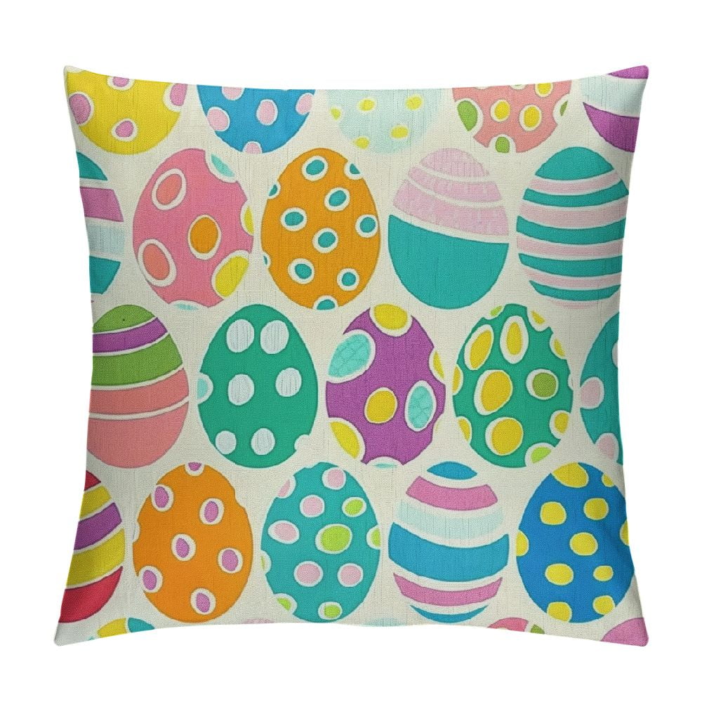 ONETECH Easter Pillow Covers, Easter Colorful Egg Throw Pillows Outdoor ...