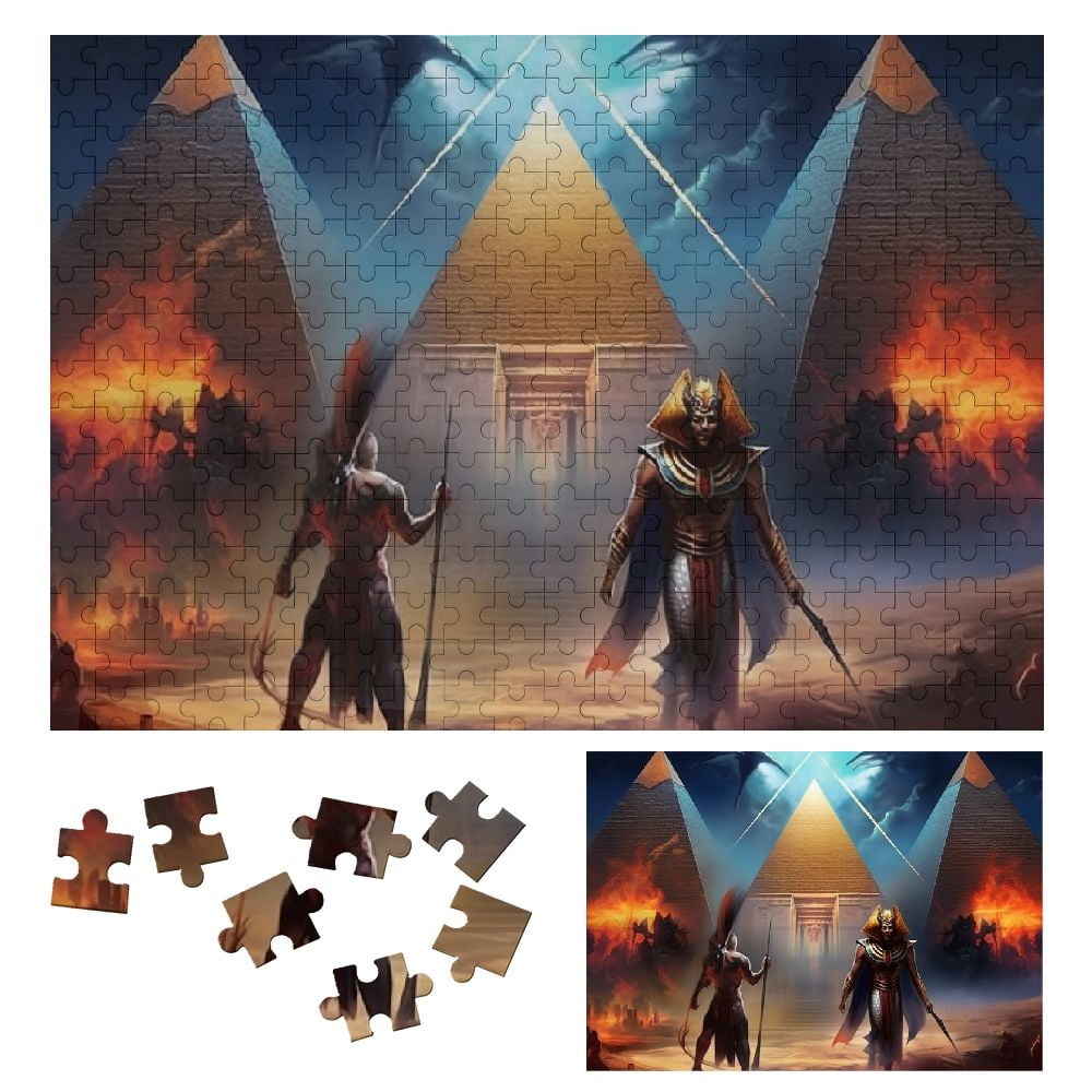 ONETECH Egyptian Gods Pyramids Dark Fantasy Art Wooden Jigsaw Puzzle ...