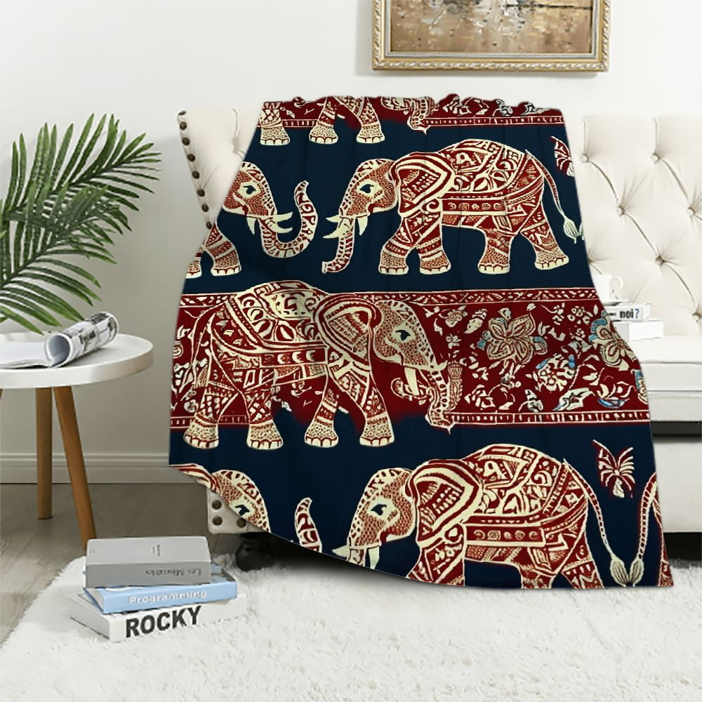 ONETECH Elephant Blanket Boho Throw Blanket Elephant Gifts for Women ...