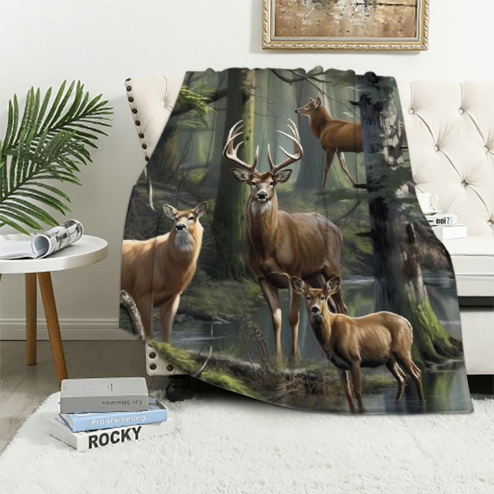 ONETECH Elk Throw Blanket Wild Bear Blanket Reindeer Moose Blanket ...
